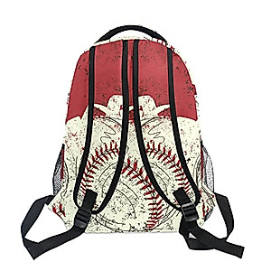 SUABO Laptop Backpack, Retro Baseballs Computer Bag Book Bag Travel Hiking Camping Daypack