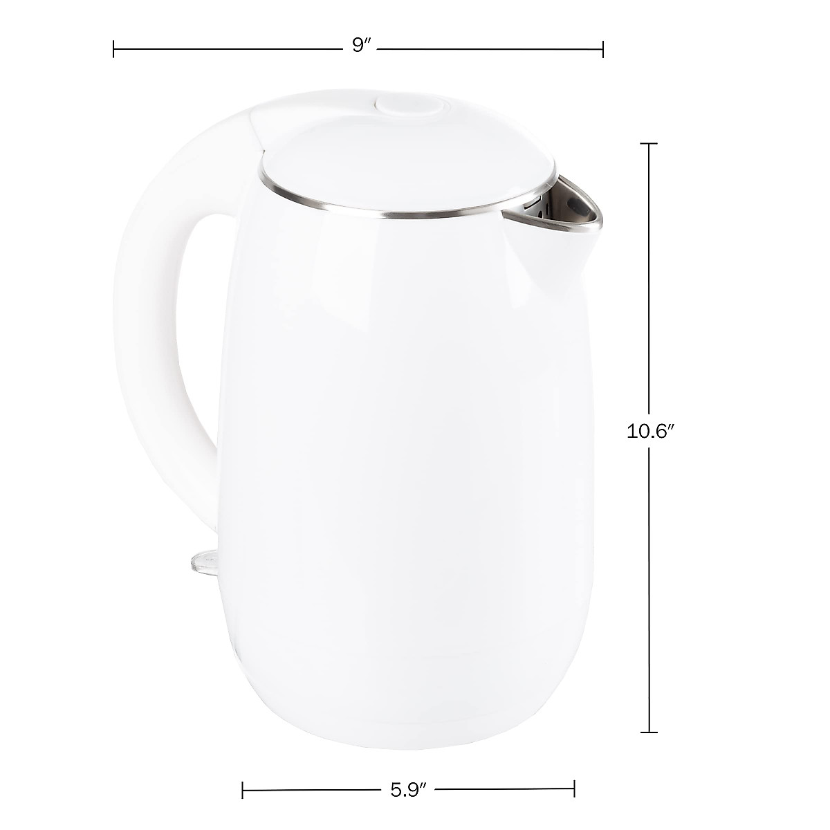 Electric Kettle - Auto-Off Rapid Boil Water Heater with Stainless-Steel Interior and Double Wall Construction by Classic Cuisine (White)