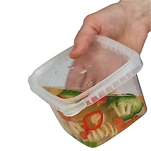16-oz. Square Clear Deli Containers with Lids , Tamper-Proof BPA-Free , Take Out Food Storage Containers Space Saver Airtight Meal Prep Container , 25Pack
