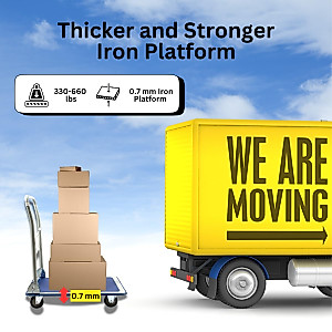 660 lbs Foldable Platform Truck Dolly with Swivel Wheels, Heavy Duty Moving Platform Hand Truck, 36.22 * 23.82 * 34.25 inches (PH300IRON)
