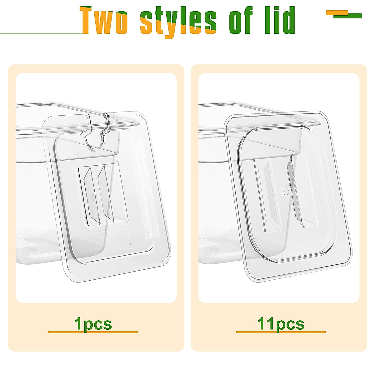 PYQTH 12 Pack Plastic Food Pan with Lids 1/6 Size 6'' Deep Restaurant Food Containers Stackable Clear Polycarbonate Commercial Hotel Pans with 1 Plastic Spoon for Fruits Vegetables