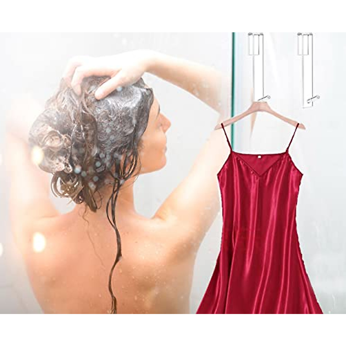 Extended Shower Door Hooks, 2 Pack Over Door Hooks for Frameless Glass Shower Door of Bathroom,Clear Acrylic Towel Hooks for 0.98” Thickness Glass, Extended 7.2 inch