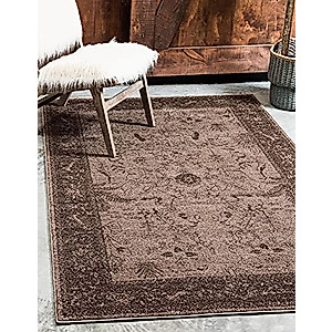 Unique Loom La Jolla Collection Farmhouse, Contemporary, Botanical, Traditional, Vintage Area Rug, 9 x 12 ft, Light Brown/Dark Brown