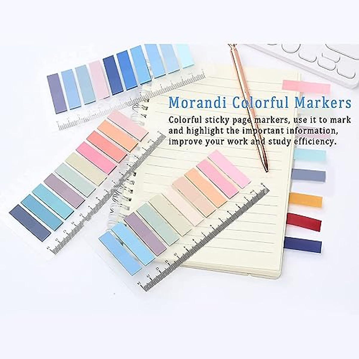 Thereisno 1600/2000/2400 Pieces Writable Morandi Sticky Tabs Repositionable Color Page Marker Sticky-Notes Tabs,Sticky Tabs Book Tabs 1 Set of Sticky Indexes Tabs