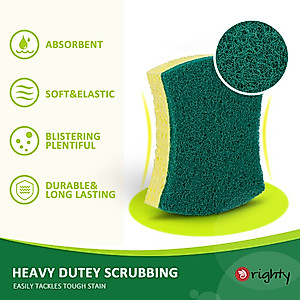 ORIGHTY Heavy Duty Cellulose Scrub Sponges Kitchen, Powerful Scrubbing & Cleaning, Suitable for Washing Dishes and Kitchen Cleaning, Absorbent & Rich Foam, 24 Count