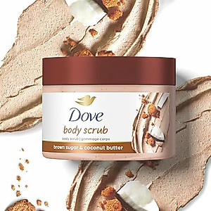 Dove Scrub Brown Sugar & Coconut Butter For Silky Smooth Skin Body Scrub Exfoliates & Restores Skin's Natural Nutrients 10.5 oz