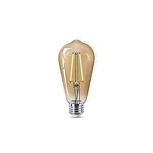 Philips LED Vintage Flicker-Free Amber Spiral ST19, Dimmable, Eye Comfort Technology, 300 Lumen, Amber (2000), 4.4W=40W, Title 20 Certified, E26 Base, 4PK (573963)