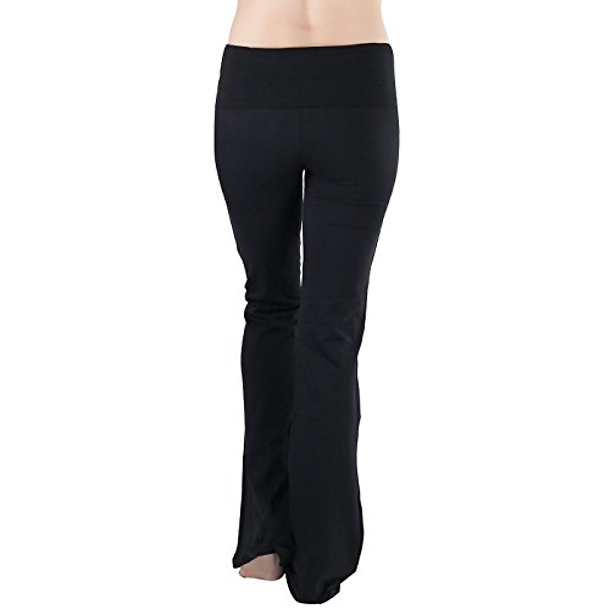 ToBeInStyle Women's Premium Fold Over Yoga Flare Pants - Black - Large