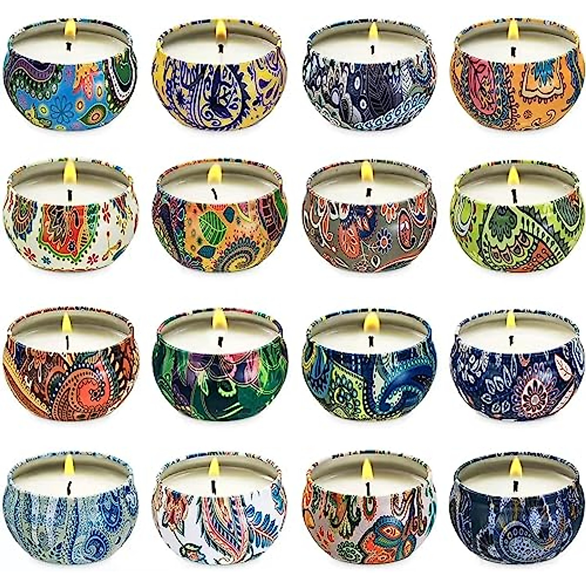 16 Scented Candles Gift,Natural Soy Wax Aromatherapy Candles,Small Portable Tin Candles Set for Mom,Women,Teachers, Colleagues and Friends,2.5 OZ