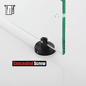 JQK Bathroom Glass Shelf, Shelf with 15 Inch Towel Bar Tempered Glass Shower Storage 16 by 5 inches, 304 Stainless Steel Matte Black Wall Mount, TGS100-PB