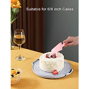 GLOGLOW 6/8 Inch Round Cake Carrier, Portable Cake Stand Cupcake Carrier with Lid Handle for Easily Hold Transport Cakes Pies Desserts (Blue)