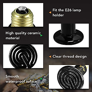Simple Deluxe 40W Reptile Heat Lamp Bulb No Light Ceramic Heat Emitter Brooder Coop Heater