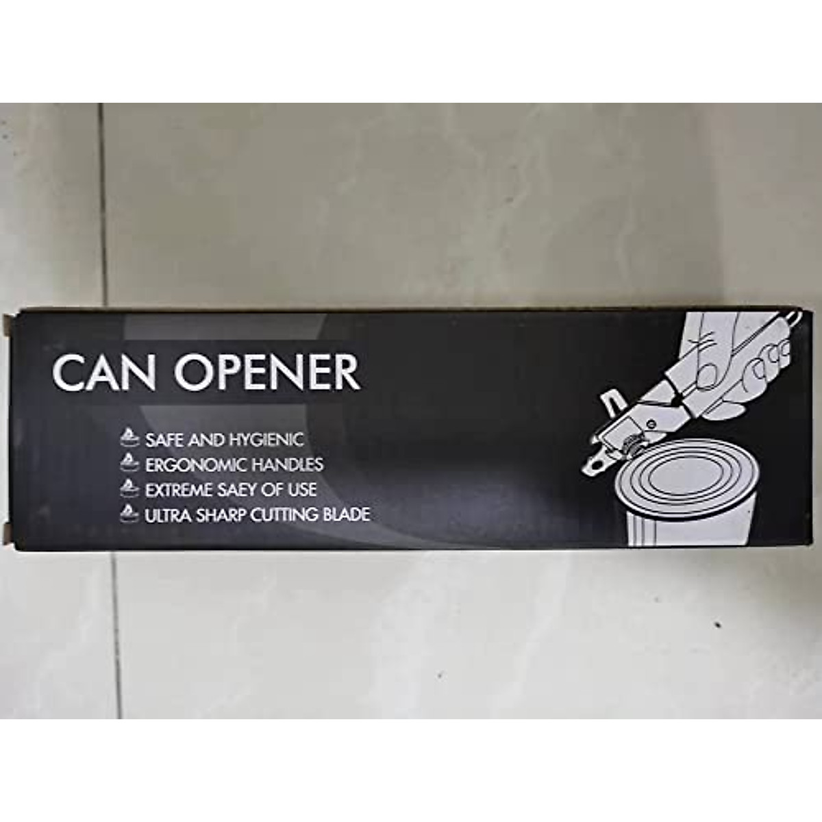 KzGrit Manual Can Opener, Food-Safe Stainless Steel, Smooth Edge, Tin Lids Jar Bottle Caps Openers with Non-Slip Handle and Ergonomic Turning Knob for Elderly with Arthritis(Black)