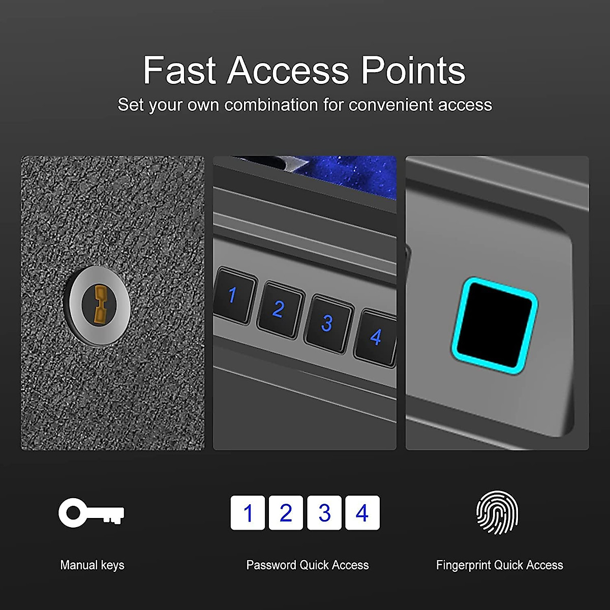 Biometric Fingerprint Safe, Slide-Away Handgun Safe for Two Pistols Storage Safe Drawer Safe for Home and Vehicle (Biometric Fringerprint Safe)