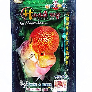 OKIKO Flowerhorn Fish Food Cichlid Quick Red Mark Head Up Huncher Platinum and Color Faster Set 3 of XL Pellets 3.5 oz 100g