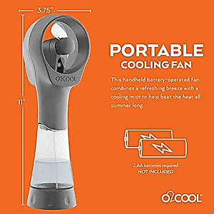 O2COOL Elite Battery Powered Handheld Water Misting Fans (Grey)