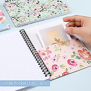 Spiral Notebooks 6 × 8 Inch, 4 Pack College Ruled Journals Cute Notebooks for Women, Hardcover Floral Notebooks School Supplies, Inner Pocket, 320 Sheets/640 Pages, A5 Size