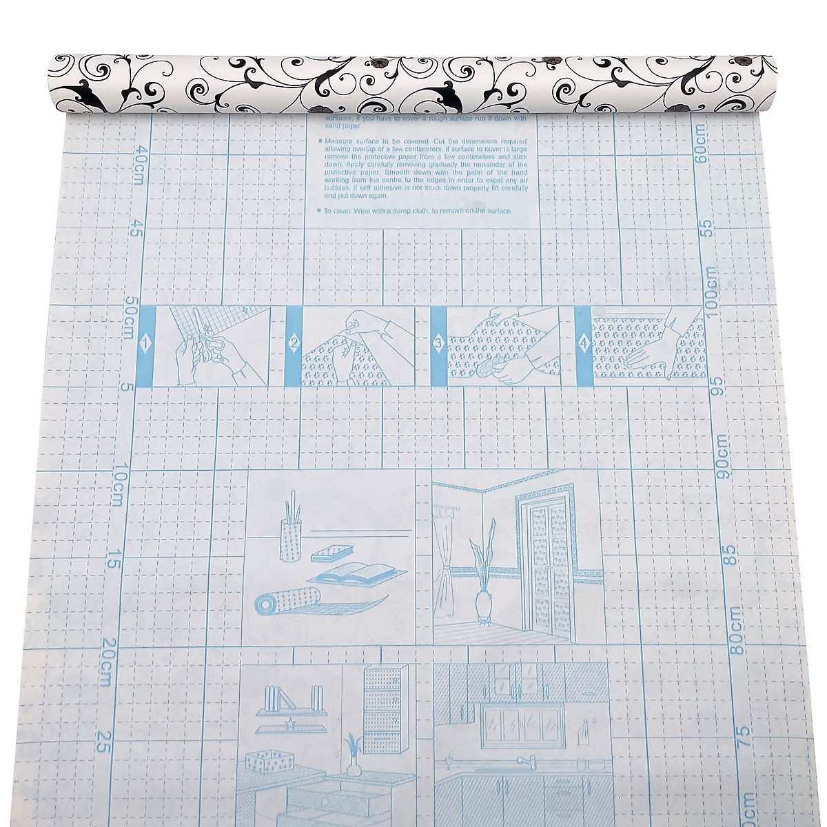 Yifely Black Vine Shelf Liner Self-Adhesive Furniture Paper DIY Dresser Drawer Covering Sticker 17.7 Inch by 9.8 Feet