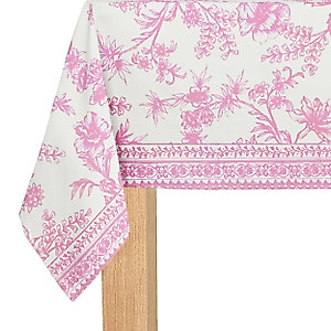 Coterie Pink Toile Paper Tablecloth | Rectangle Tablecloth/Table Cover for Bridal and Baby Shower, Tea Party, Garden Party, Birthday Party | 8.5' by 4.5' Table Cloth Rectangle Table