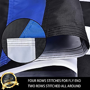 Embroidered Thin Blue Line American Flags 3x5 Outdoor Made in USA-Nylon Blue Line Blue Lives Matter Flag Embroidered Stitches Flags for Outside