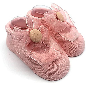 Elesa Miracle 3 Pairs Baby Girl Newborn Baby Photography Props Anti Slip Flower Pearl Bownote Socks