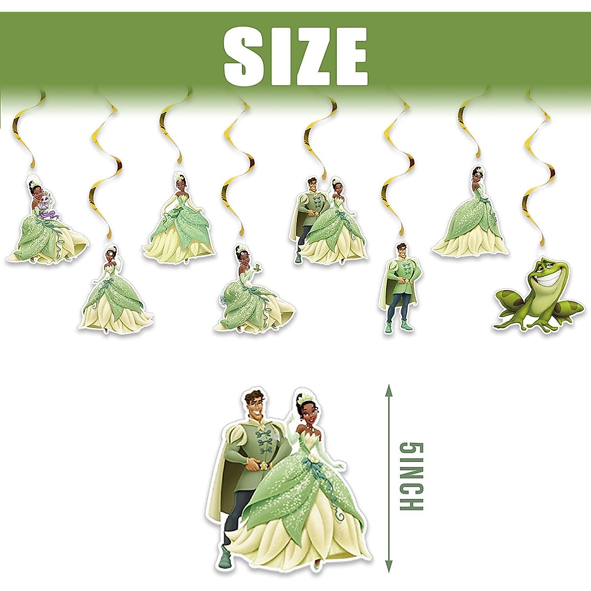 Princess Frog Birthday Decorations,Princess Party Decorations Banner and Hanging Swirls Party Supplies,Boys and Girls Happy Birthday Banners Decor