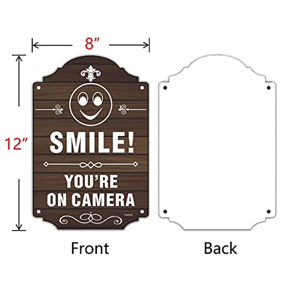 2 Pack Smile You're On Camera Signs Video Surveillance Signs 12 x 8 Inches Home Business Driveway Alert CCTV Security Camera Warning Signs Metal Reflective Rust Aluminum Indoor or Outdoor Use
