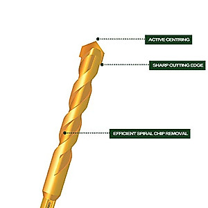 JOERIC Titanium Masonry Drill Bits Set, 10PCS Concrete Drill Bit Ceramic Tile Drill Bit Set Tungsten Carbide Tipped Ceramic Tile Drill Bits for Concrete Brick Glass Plastic and Wood (5mm-12mm)