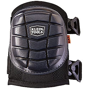 Klein Tools 60184 Knee Pads, Lightweight Gel Knee Pads with Slip Resistant Rubber Caps and Adjustable Straps, Great for Construction, Black