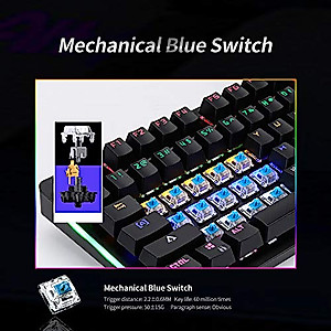 summina Mechanical Keyboard Combo USB Wired Gaming Keyboard Set 104 Keys Mixed Light Keyboard with Blue Switch
