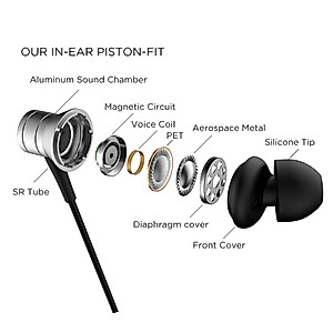 1MORE E1009-SV Piston Fit in-Ear Earphones Fashion Durable Headphones with 4 Color Options, Noise Isolation, Pure Sound, Phone Control with Mic for Smartphones/PC/Tablet, Silver