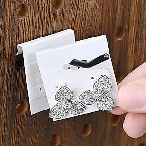 MOOCA 100 pieces of 1.5 x 1.5 inches Plain White Hanging Earring Cards Earring Card Holder, Earring Display Cards for Ear Studs, Velvet Plastic Display Earring Card Holder