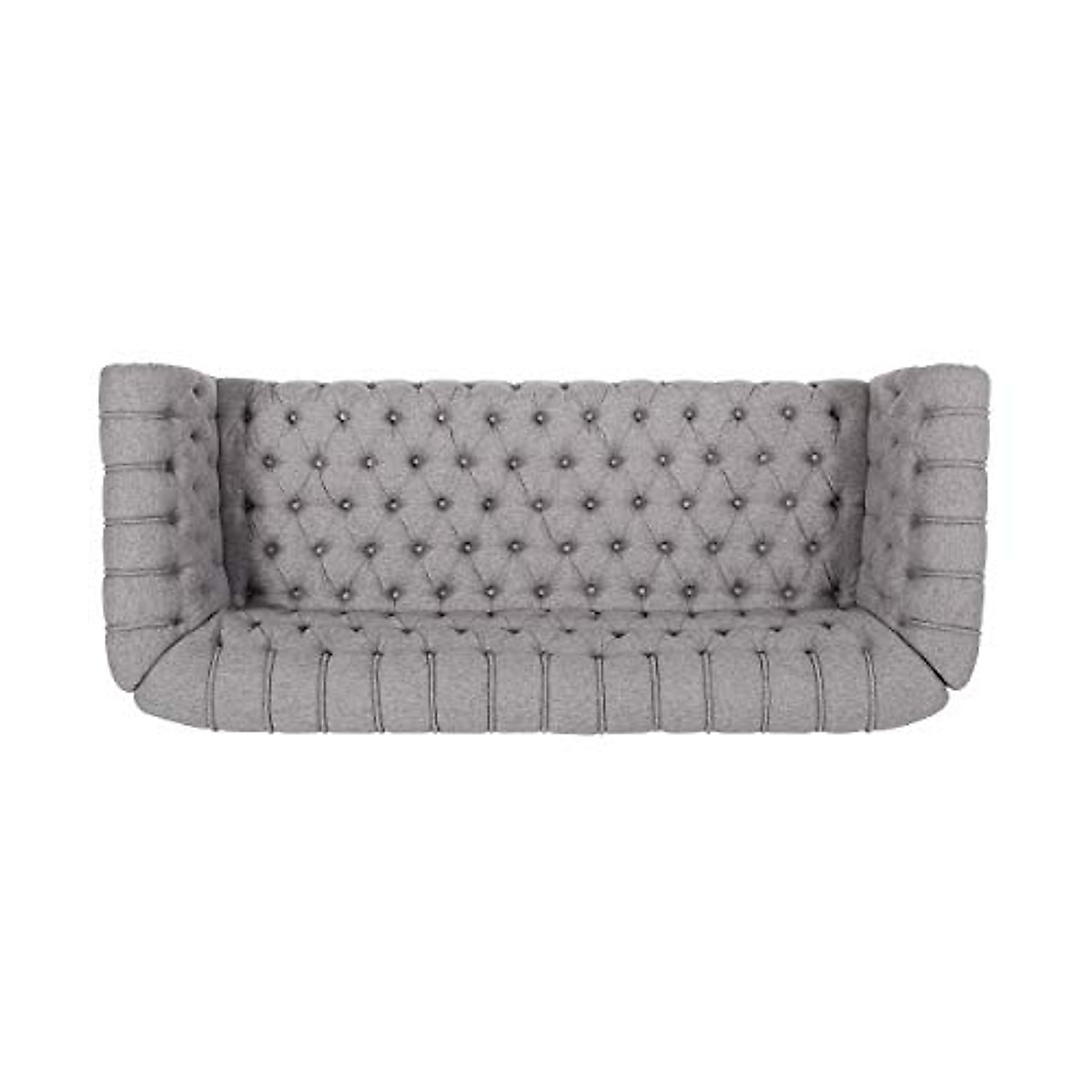 Christopher Knight Home Edgar Traditional Chesterfield Sofa with Tufted Cushions, Gray and Black
