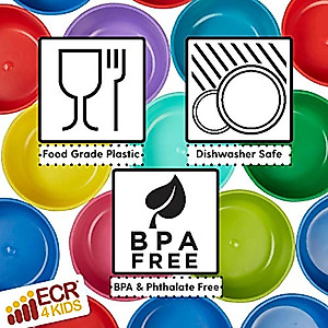 ECR4Kids My First Meal Pal Divided Plates, Kids Plastic Tableware, Stackable and Dishwasher Safe, Stackable Dinner Plates for Baby, Toddler and Child Feeding, 3-Pack - Citrus