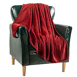 Flannel Blanket Fleece Throw Size Burgundy Red All Season Lightweight Plush Cozy Super Soft Luxury Couch Sofa Bed Blanket (Burgundy, Throw 50x60)
