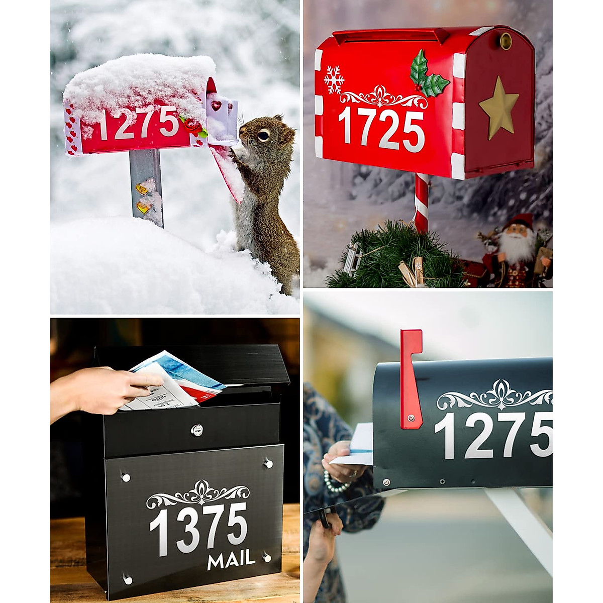 Mailbox Numbers, Reflective Mailbox Numbers for Outside (6 Sets), Waterproof House Numbers for Mailbox, White Number Mailbox Stickers Self-Adhesive for Signs, Home, Door, Window, Address Number (0-9)