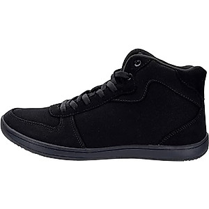 WHITIN Men's Wide Toe Box Canvas Minimalist Barefoot Shoes Width Zero Drop Minimus Sneaker Male Size 11 Lightweight Trail Minimal Walking All Black 45