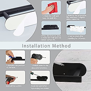 Paper Towel Holder Black, Paper Towel Holder Under Cabinet, Stainless Steel Wall-Mounted Paper Towel Holder - Self-Adhesive or Drilled for Kitchen, Pantry