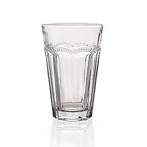G Pearl Ridge Large Highball Drinking Glasses Set Of 6,13 oz Durable Stackable Iced Beverage For Soda, Juice, Milk, Coke, Beer Spirits Old Fashioned Glasses - Dinner Bar,Water Tumblers For Daily Use