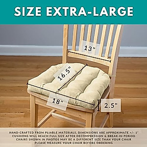 Barnett Home Decor Brisbane Camel Tweed Upholstery Chair Pads with Ties - Latex Foam Fill, Reversible - Made in USA (Tan/XL)