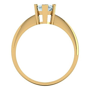 Clara Pucci 1.50ct Marquise Cut Solitaire Blue Simulated Diamond Engagement Bridal Promise Anniversary Ring 18K Yellow Gold Size 8.25