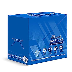 T.N. Dickinson's Witch Hazel Soothing MultiUse Cleansing Cloth, 4 Pack, 25 Cloths Per Pack,white