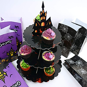 Halloween Supplies 3 Tier Cupcake Stand Cardboard Cake Stand Tower Party Decorations Gothic Party Supplies