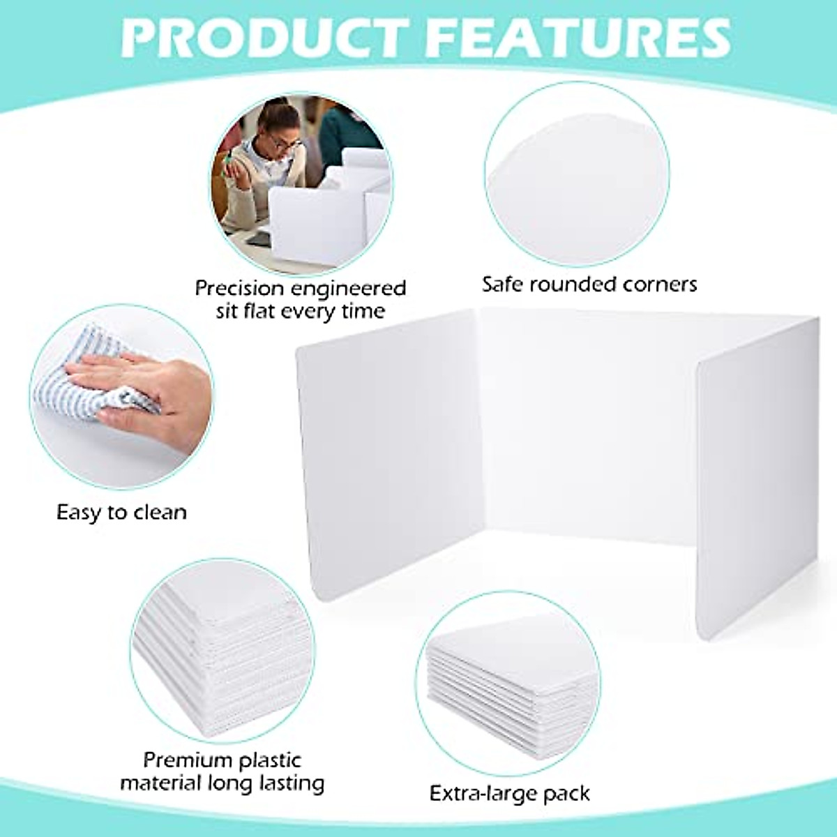 32 Pack Large Plastic Privacy Boards DIY Privacy Folders for Student Desks Classroom Privacy Boards Reusable Made Privacy Boards for Sneeze Guard Discourage Cheating Reduces Distractions Shields