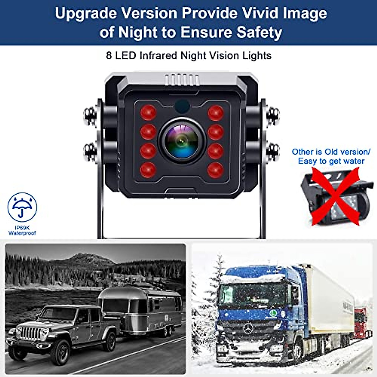 Rohent RV Backup Camera Upgraded HD 1080P Rear View Camera System 7'' Monitor 30 Mins Easy Installation Infrared Night Vision Waterproof for Truck Trailer 5th Wheel Camper R4