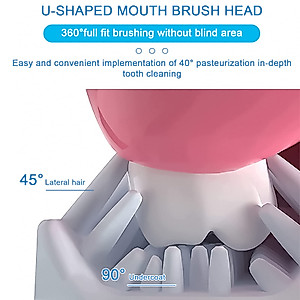 VIJIGIA 2 Pack Kids U-Shaped Toothbrush ,Food Grade Soft Silicone Brush Head, 360° Oral Teeth Cleaning Design for Toddlers and Children