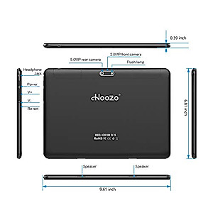 Hoozo Android Tablet 10 Inch, WiFi Tablet with 32GB Storage, 8MP Camera, 6000mAH Battery, WiFi, Bluetooth, HD IPS Screen Tabletas PC - Black