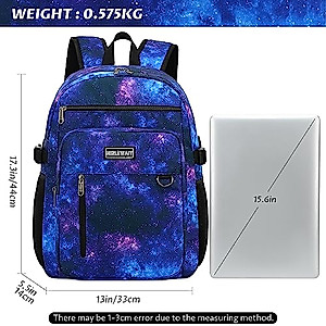 MIRLEWAIY Classical Daypack Lightweight Teen Girls boys Bookbag Fashion Backpacks Work Bag for school, Black Purple Space