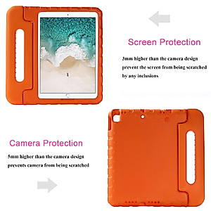UUcovers Kids Case for iPad 9th/8th/7th Generation 10.2" with Rotating Handle/Stand Lightweight Soft EVA Foam Shockproof Rugged Kickstand Boy Girl Kid Cover for iPad 10.2 Inch 2021/2020/2019, Orange