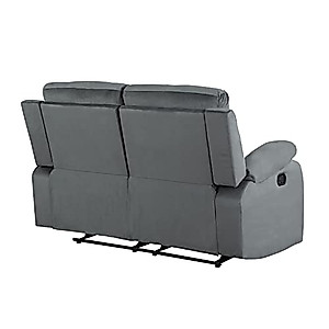 Blackjack Furniture Elton Microfiber Reclining Modern Living Room Loveseat, Sofa, Gray